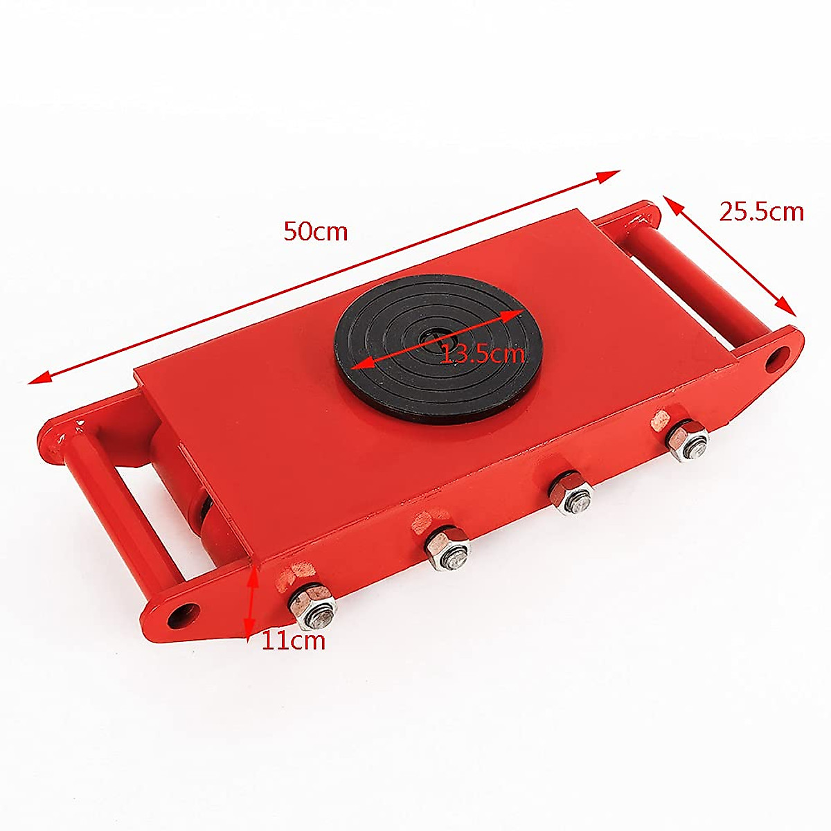 Industrial Machinery Mover,12T 26400 lbs Heavy Duty Industrial Dolly Machinery Skate Mover Dolly with 8 PU Rollers Kit for Industrial Moving Equipment,360 Degree Rotation Cap (12T Red)