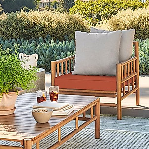 Favoyard Patio Chair Cushion Cover 24 x 24 Inch Waterproof Outdoor Seat Cushions for Patio Furniture 3-Year Color Fastness Pads with Handle and Adjustable Straps Set of 2, Spice