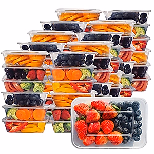 ganfaner [50pk 24fl.oz/750ml meal prep containers, plastic food containers with lids, for preparing lunch, dinner or snacks[Clear]