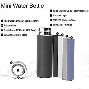 Dxobay Mini Water Bottles, Cute Kids Water Bottle, Insulated Stainless Steel Water Bottles, Thermos Water Bottle with Vacuum Sealing & Double Wall Design(4.4 Oz, White)