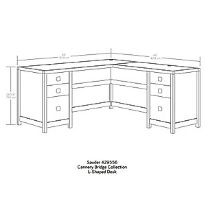 Sauder Cannery Bridge L-Shaped Desk with 6 Storage Drawers, Sindoori Mango Finish
