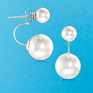 Ross-Simons 6.5-12.5mm Shell Pearl Front-Back Earrings in Sterling Silver