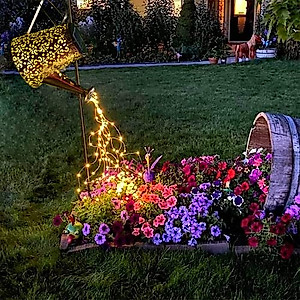 2 Pack Solar Lights Outdoor Garden Decor, Solar Watering Can with Cascading Lights, Large Hanging Lantern Waterproof, Outdoor Decorations Fairy Lights for Patio Lawn Yard Art Clearance Court Pathway