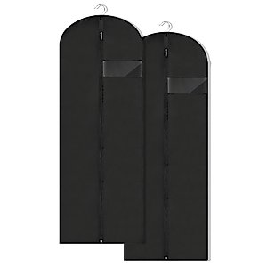 LXLOVESM Dress Bags for Gowns Long, 65'' Garment Bags, Suit Bag for Storage and Travel, 2 Pack (Black)
