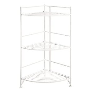 Convenience Concepts Xtra Storage 3 Tier Folding Metal Corner Shelf, White