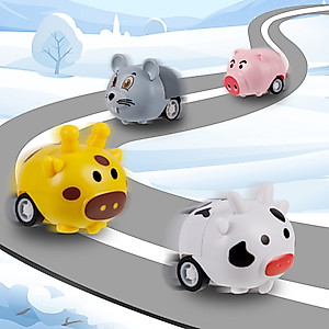 Juegoal Cars Advent Calendar 2023 for Kids, Animal Stocking Stuffer Toy Cars with 24 Different Pull Back Animals Vehicles Surprise Every Day, Race Cars Perfect for Toddler, Boys and Girls