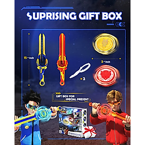 Infinity Nado Stadium - Battling Tops Burst Toy for Boys Grils Age 8-12 - Including Beystadium, 2 Gaming Top Toys, 2 Sword Launcher - Sapphire Blue and Flame Red