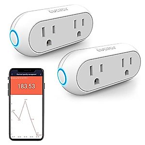 Smart Plugs That Work with Alexa Google Home Siri, Wireless 2.4G WiFi Outlet Controlled by Smart Life Tuya Avatar Controls APP, 10A Mini Socket Enchufe Inteligente with Timer, Dual, 2 Pack
