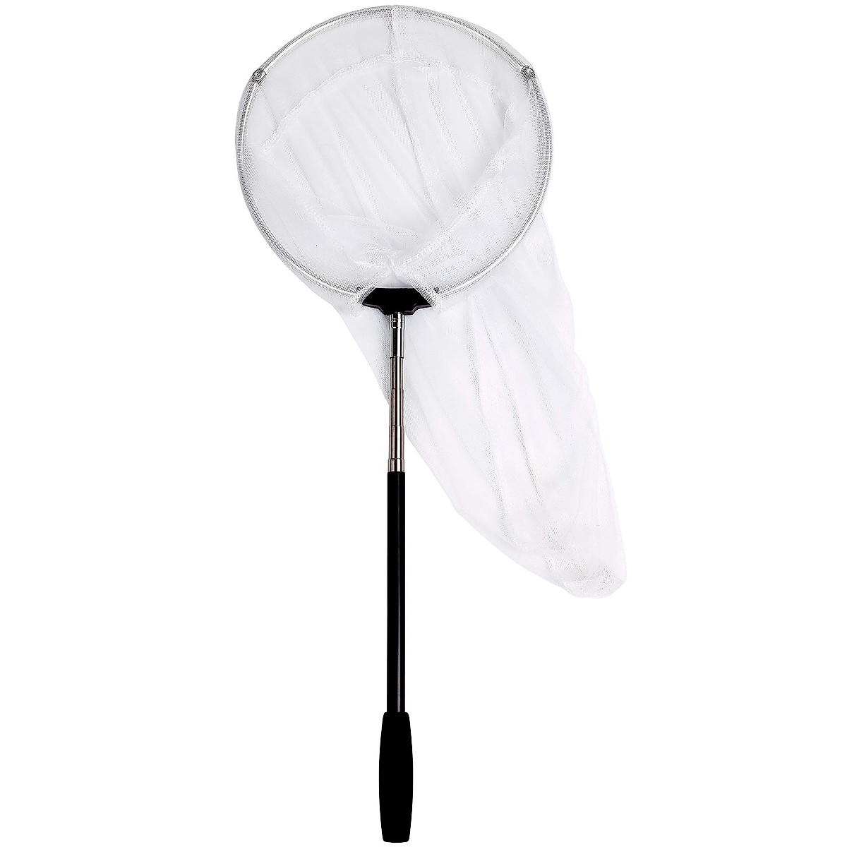 RESTCLOUD Insect and Butterfly Net with 12" Ring, 24" Net Depth, Handle Extends to 59 Inches (10" Ring, 48" Handle)