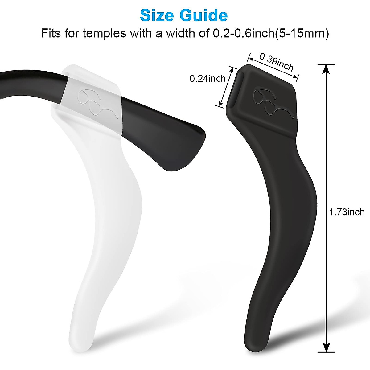 LDCREEE 12 Pairs Eyeglass Ear Grip, Anti-slip Eyeglass Holder, Premium Silicone Ear Hook, Eyeglass Temple Tips Sleeve Retainer for Glasses, Sunglasses （Black, Clear-12 Pairs）