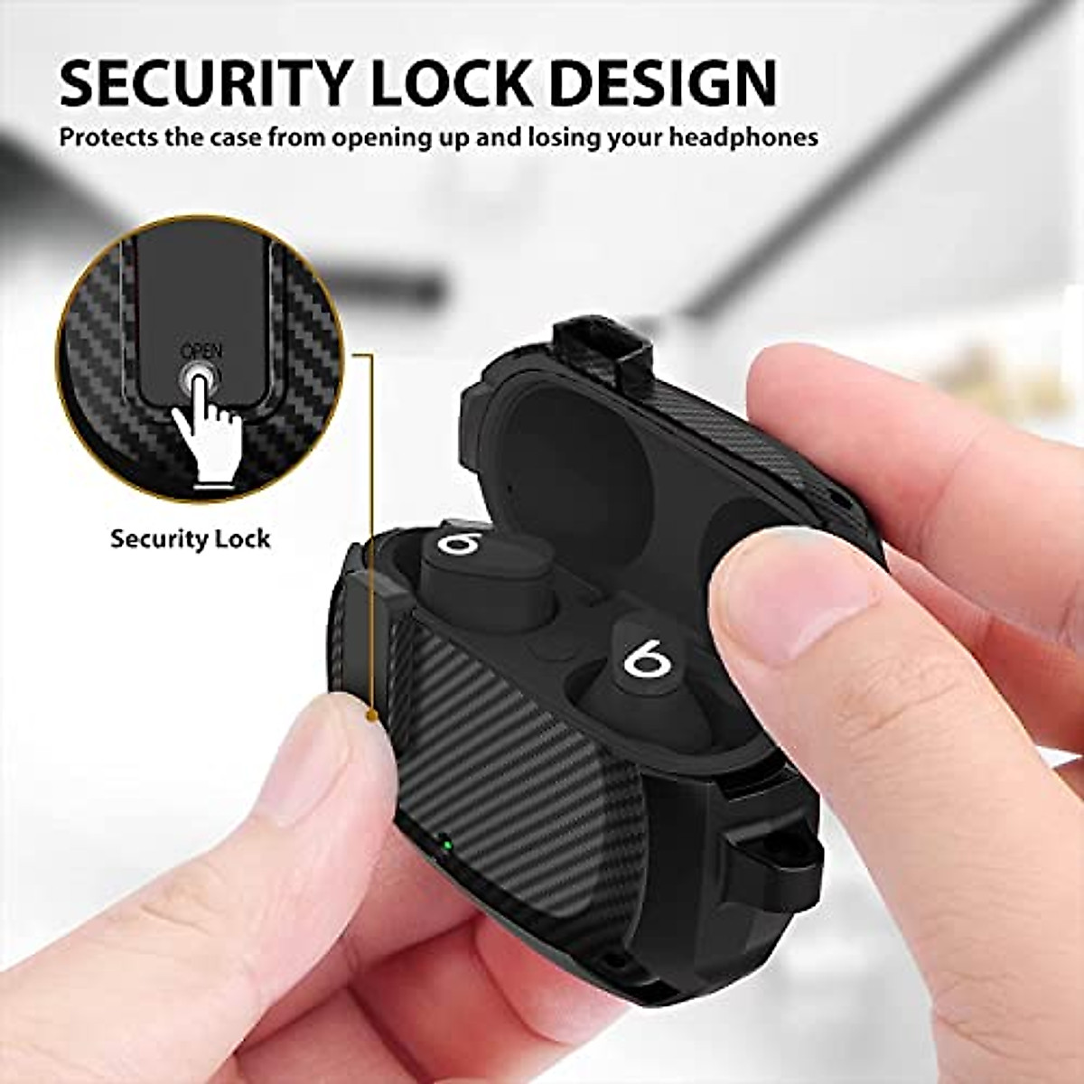 Beats Studio Buds/Studio Buds+ Case Cover 2021/2023 Men Lock Clip with Cleaning Kit, GARTOO Beat Studio Bud Plus Protective Case with Cleaning Tool for Women Girls Kids Black