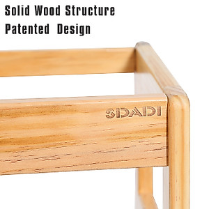 SDADI Kitchen Step Stool Tower for 2 Kids, Adjustable Height Double Learning Stool, Solid Wood Construction Toddler Tower (Natural)