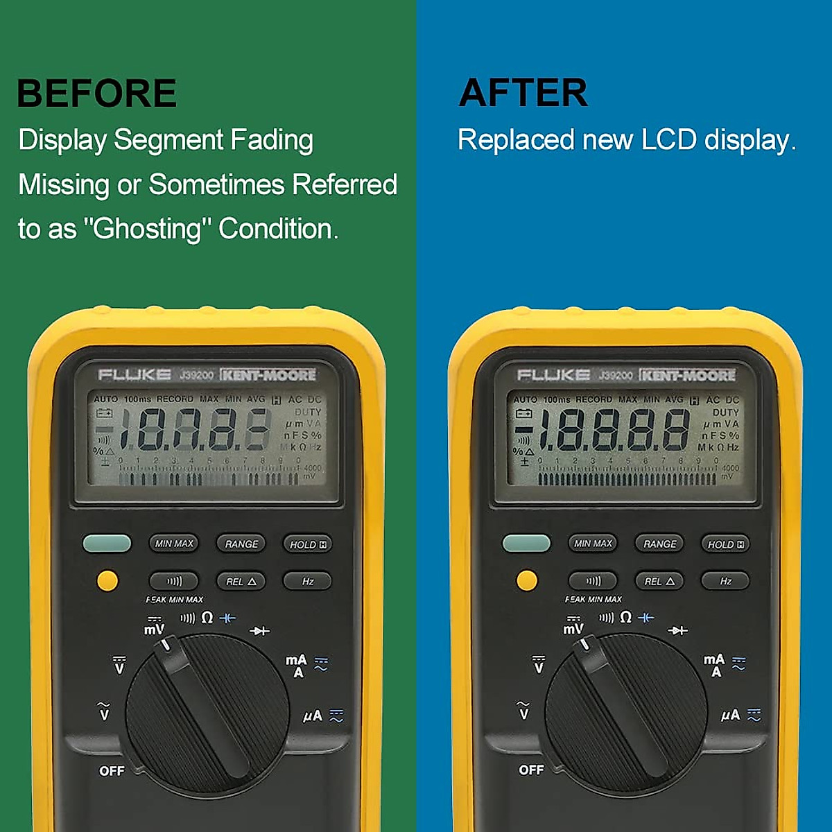 BENET Display Replacement for FLUKE 87 87- LLL Kent-Moore J-39200 Digital Multimeter, Green,Black