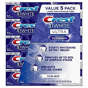 Crest 3D White Ultra Whitening Toothpaste, Vivid Mint (5.2 oz., 5 pk.)