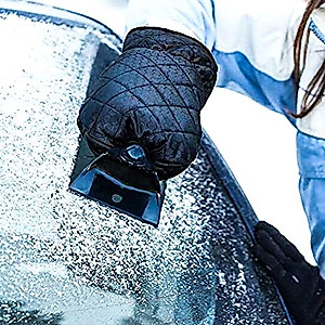 AQTZGOS Car Windshield ice Scraper, deicer with Retractable Handle Snow Brush 180° Swivel Brush Head Snow Scraper with Towel Gloves, Suitable for Cars, Trucks, SUVs