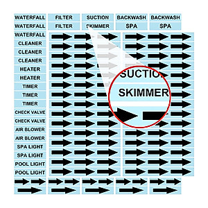 Pool Equipment Identification Labels Waterproof PVC Sticker Labels for Swimming Pool, Spa Equipment, Plumbing, & Piping Parts 1/2 x 2 Inch 125 Pcs Adhesive Labels (Swimming Pool, Blue)