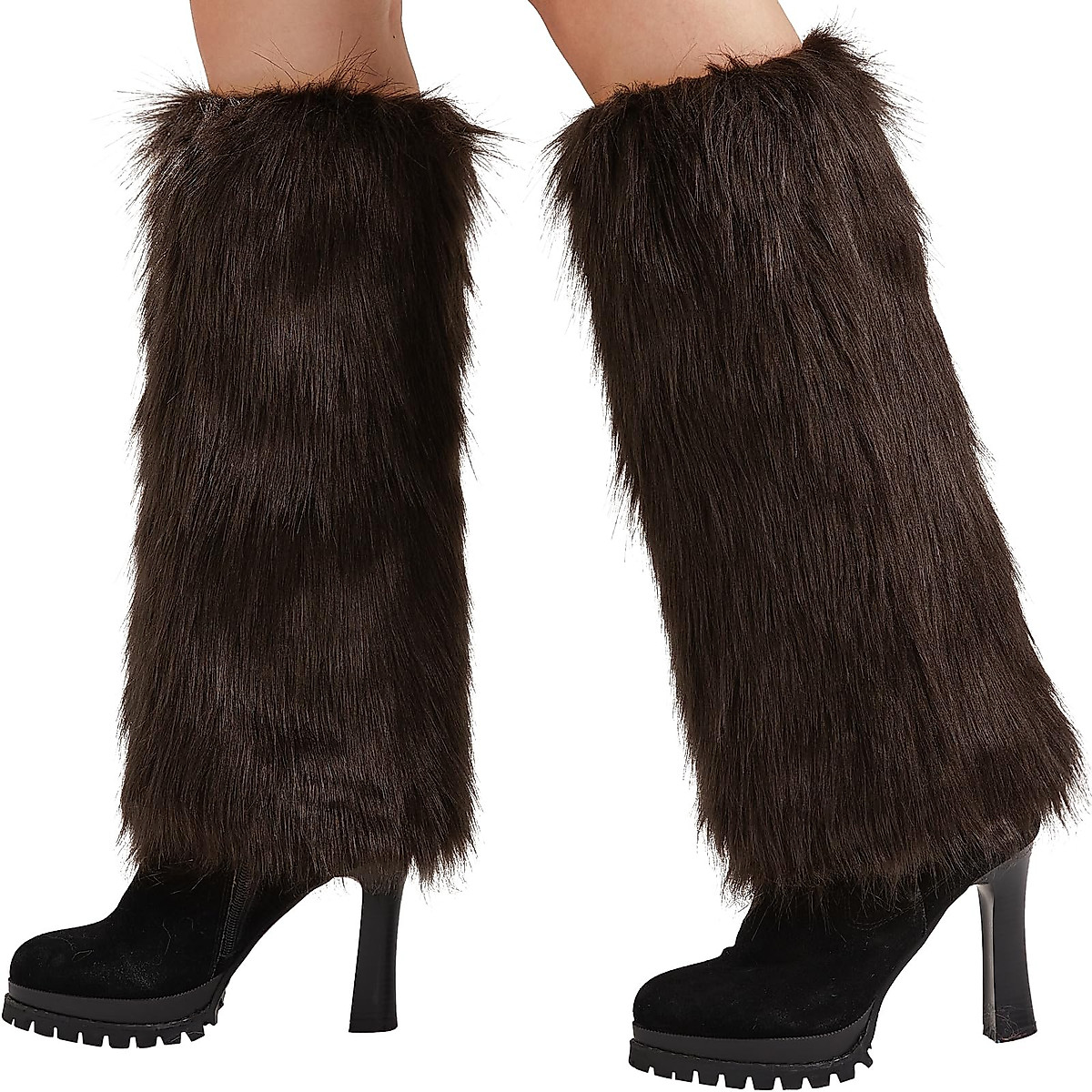 Nanxson Womens Fur Leg Warmer Winter Furry Long Boot Cuffs Cover TTW0034 (Coffee)