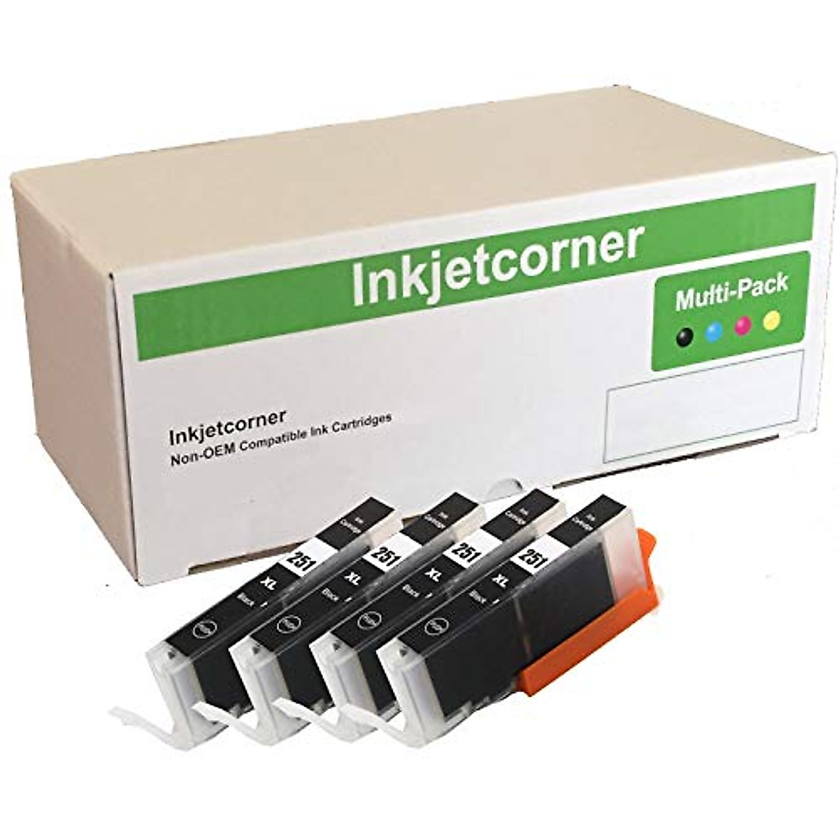 Inkjetcorner Compatible Ink Cartridge Replacement for CLI-251XL CLI-251 MG5420 MG5422 MG5520 MG5522 MX722 MX922 MG7120 MG6420 (Small Black, 4-Pack)