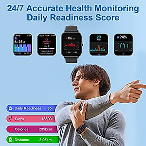Smart Watch for Men(Answer/Make Call),Alexa Built-in,1.8"Fitness Tracker with Heart Rate Sleep SpO2 Monitor,100+Sport Mode,5ATM Waterproof,Activity Trackers and Smartwatches for iOS and Android Phones