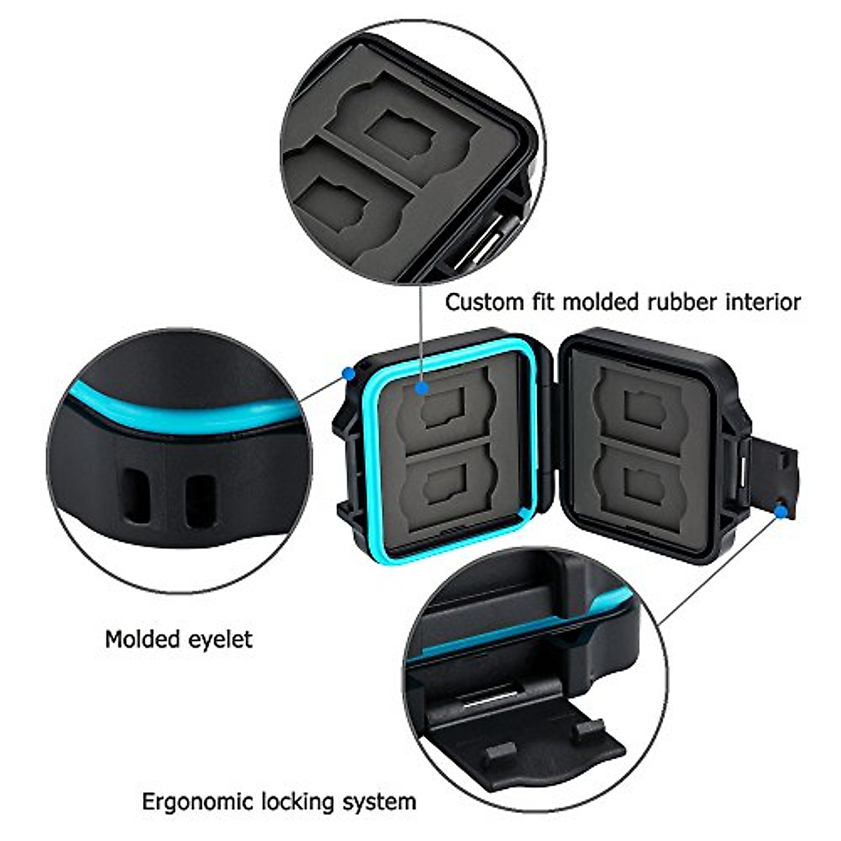 JJC Deluxe 8 Slots Compact Memory Card Case Holder Box Organizer for SD microSD SDXC microSDXC SDHC microSDHC TF Card, Travel-Friendly Memory Card Container with Water-Resistant & Shockproof Function