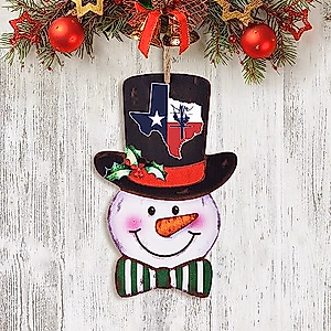 Texas State Outline with Flag Lineman Christmas Sign Wooden Plaque Xmas Snowman Sign for Home Holiday Wall Decor