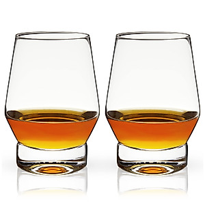 Viski Whiskey Glasses with Heavy Footed Base - Crystal Tumblers for Scotch, Bourbon, Cocktails - 18.5 Oz Set of 2