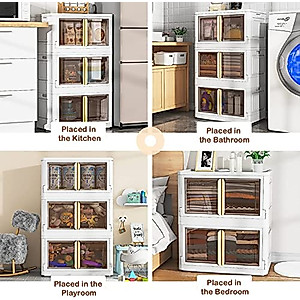 Storage Bins with Lids-78 Quart Plastic Storage Bins,4 Packs Stackable Storage Bins with Wheels,White Closet Organizers and Storage,Dual Open Collapsible Storage Bins for Home and Office Storage