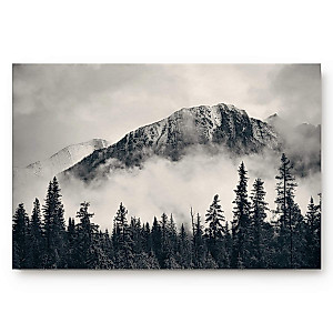 Indoor Doormat Front Door Mat Nature Winter Forest Landscape Mysterious Dreamy Mountain Smoky Non Slip Rubber Back Floor Mat Entrance Low-Profile Welcome Mat Outdoor Rug for Home Office Garden
