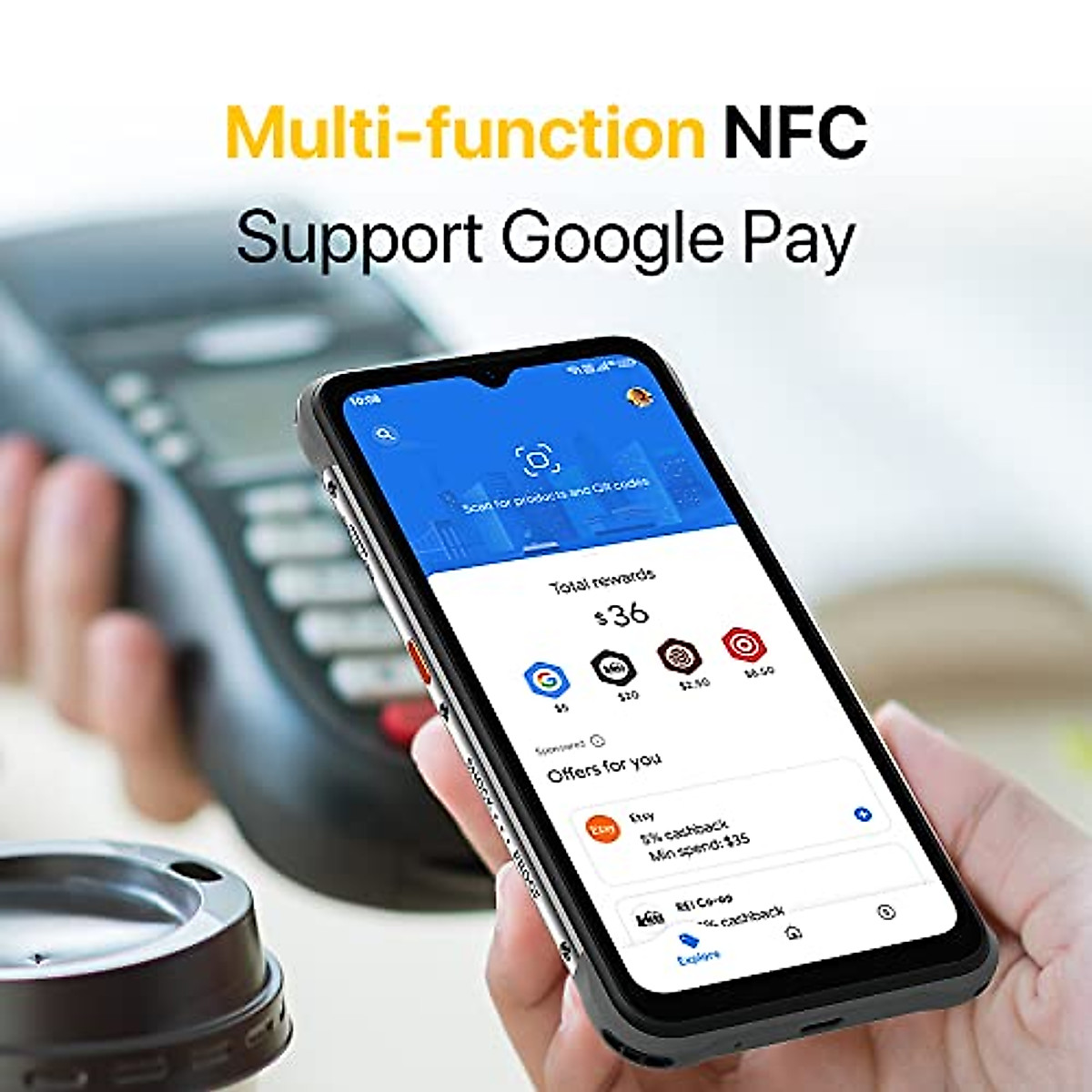 UMIDIGI Bison X10G Rugged Smartphone, NFC, T-Mobile, 4+64G, Rugged Cell Phone Unlocked, IP68/IP69K Waterproof, Android 11, 6.53" FHD Screen, 6150mAh Battery, 4G Dual SIM