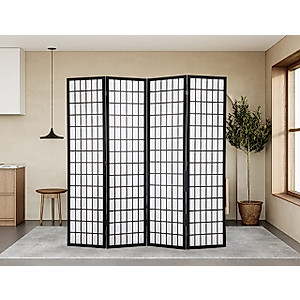 Room Divider, 4 Panel Plum Blossom Shoji Screen, 6FT Folding Chinese Wall Dividers with Waterproof Shoji Paper for Home Office Bedroom, Divider for Room Separation Japanese Style Room Dividers