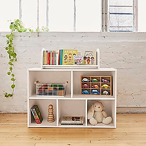 ECR4Kids Tabletop Book Display, Adjustable, Library Storage, White Wash