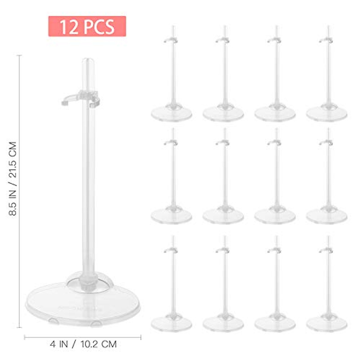 ARTIBETTER 12Pcs Doll Stand Transparent Doll Stand Plastic Doll Display Holder Clear Action Figures Doll Accessories