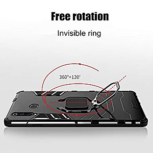 DuoLide for Huawei P30 Lite Case, 2 in 1 Hybrid Heavy Duty Armor Shockproof Defender Kickstand Dual Layer Bumper Hard Back Case Cover Tempered Glass Screen Protector，Black