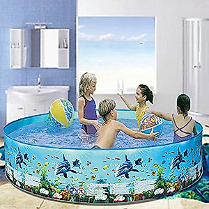 ZHKGANG Home Family Pool Children's Garden Water Swimming Pool Without Tube Plastic Ocean Round Outdoor Pool,Blue-18338cm