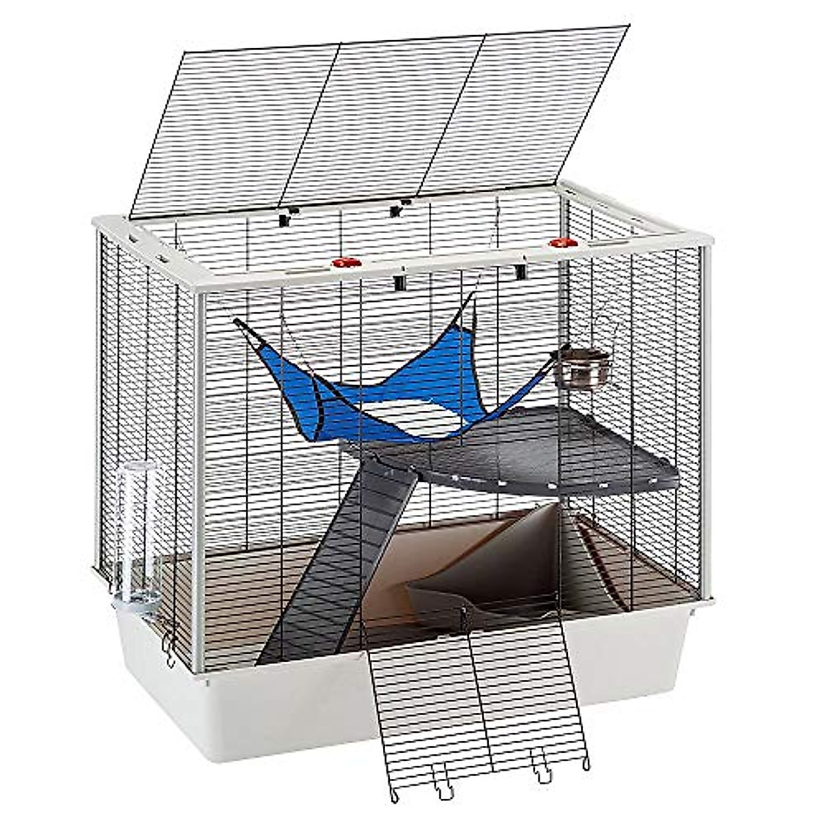 Ferplast Comfortable Ferret and mice cage FURAT, Two-Storey Structure with Accessories Included, Reinforced Corner, Red, 78 x 48 x h 70 cm