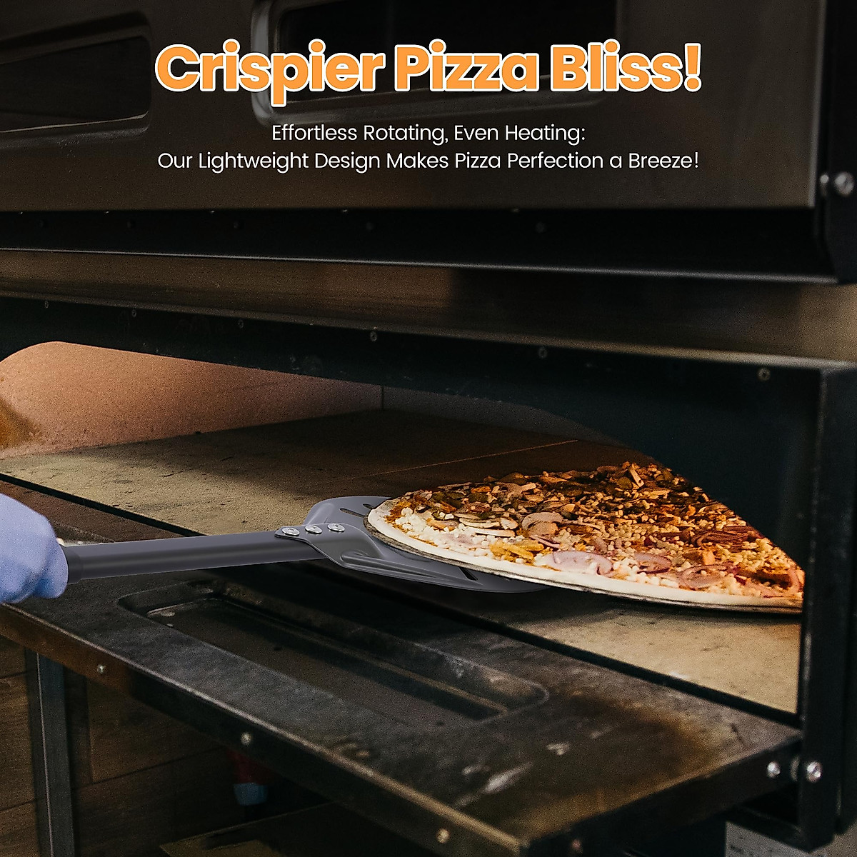 Pizza Turning Peel - Pizza Turner - Restaurant-Grade Aluminum Perforated Pizza Peel Lightweight Metal Outdoor Pizza Oven Accessories