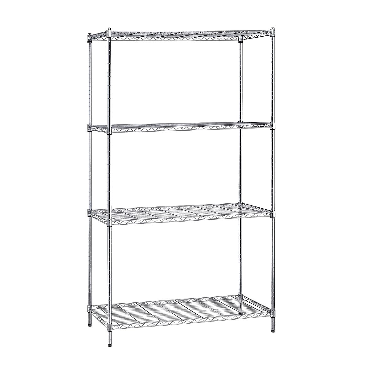 Quantum Storage Systems WR74-2430C Starter Kit for 74' High 4-Tier Wire Shelving Unit, Chrome Finish, 24' Width x 30' Length x 74' Height