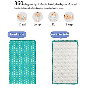 Summer Themed Fitted Crib Sheet,Standard Crib Mattress Fitted Sheet Soft and Breathable Bed Sheets-Baby Crib Sheets for Girl or Boy,28“ x52“,Seafoam Green
