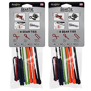 Nite Ize Gear Tie - Assorted 8 Pack Color:Assorted Pack of 2
