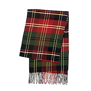 Achillea Scottish Tartan Plaid Scarf, Classic Winter Scarf, Soft Cashmere Feel Men’s & Women's Scarves (Olive Burgundy Plaid)