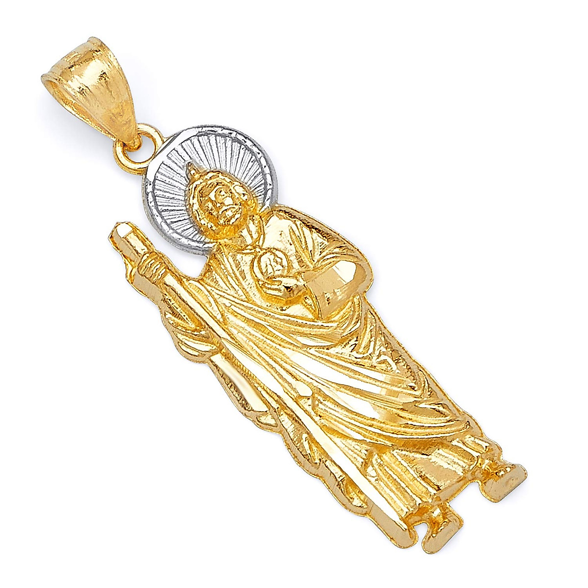 GoldenMine Fine Jewelry Collection 14K Two Tone Gold Large St. Jude Pendant