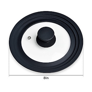 Pot Lid, Universal Small Pan Cover Skillets Tempered Glass Heat Resistant Silicone Rim, Replacement Lids Fits 6,7,8 Inch Cookware for Frying Pan, Crockpot, Cast Iron Skillet