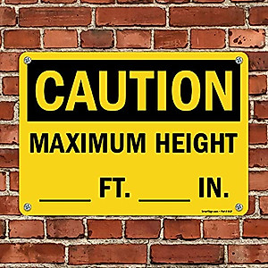 SmartSign "Caution - Maximum Height __ Ft __ In" Write-On Sign | 10" x 14" Aluminum