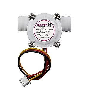 DIGITEN G3/8 Water Flow Sensor Witch, Hall Effect Flowmeter Liquid Fluid Meter Sensor Switch Flowmeter Meter 0.3-10L/min