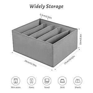 Coorganisers Jeans Drawer Organizers for Clothing, 5 Compartment Storage Box Wardrobe Clothes Organizer, Washable Clothes Organizer for Folded Clothes, Jeans, Pants, Leggings, t-shirts(Grey)
