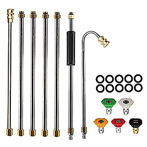 AgiiMan Gutter Cleaning Tool Pressure Washer - Extension Wands, Roof Cleaner Lance Nozzle - 4000 psi 5 Tips, Window Washing Accessories, Power Washer