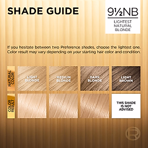 L’Oréal Paris Superior Preference Luminous Fade-Defying Permanent Hair Color, Hair Dye For Up to 9 Weeks of Radiance, Lightest Natural Blonde 9.5NB, 1 Hair Dye Kit (Pack of 3)