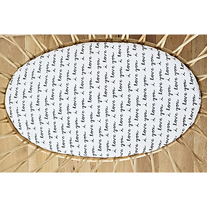 NODNAL CO. Black/White Bassinet Fitted Sheet - 100% Cotton Unisex for Baby Girl/Boy - I Love You, Plaid and Abstract Polka Dots Universal Fitted Cover Sheets (I Love You)