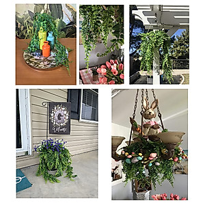 YYaaloa Fake Plants Artificial Hanging Plants 2-Pack 31.5Inch Boston Fern Fake Leaves Greeny Chain Wall Home Room Garden Wedding Garland Outside Decoration Patio Decor (2-Pack Boston Fern)