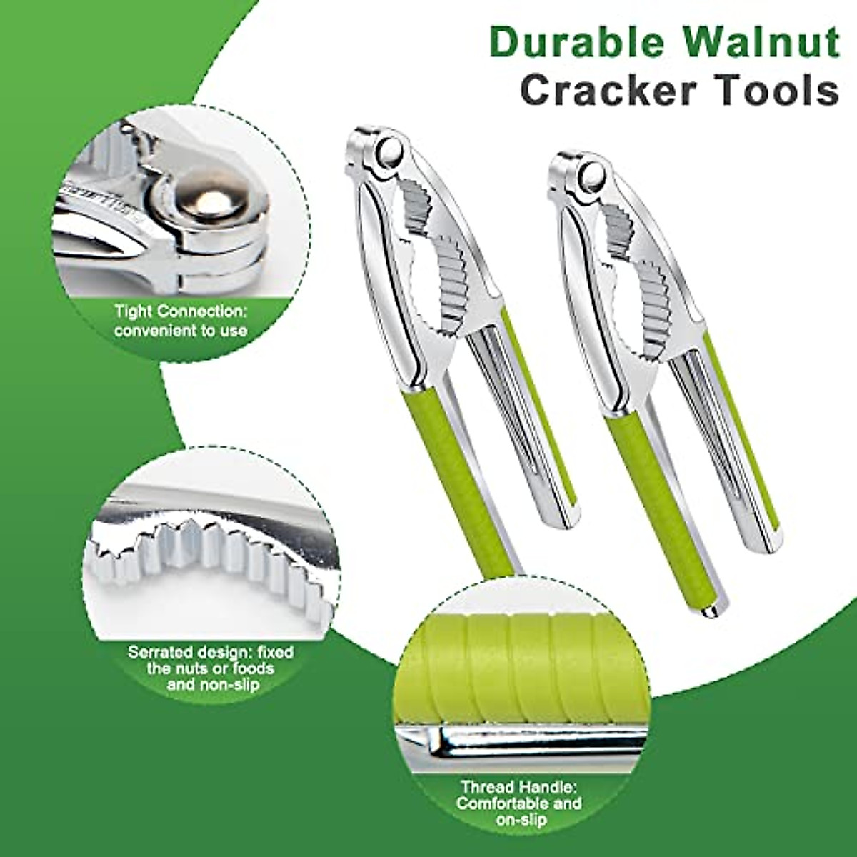 4 Pcs Walnut Cracker Tools, Windspeed Nut Crackers Three Opening Clips Nut Shell Openers Tools for Seafood Cracker, Lobster Crab Non-Slip Handle Shell Cracker with 2 Pcs Picks